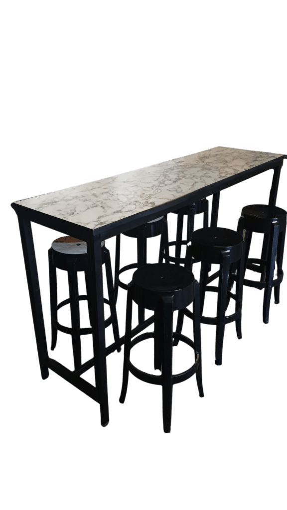 Marble Look Bench Bar Table - Swan Event Hire